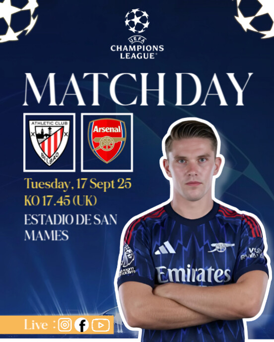 Purple Professional Arsenal Match Day Uefa Champions League Instagram ...