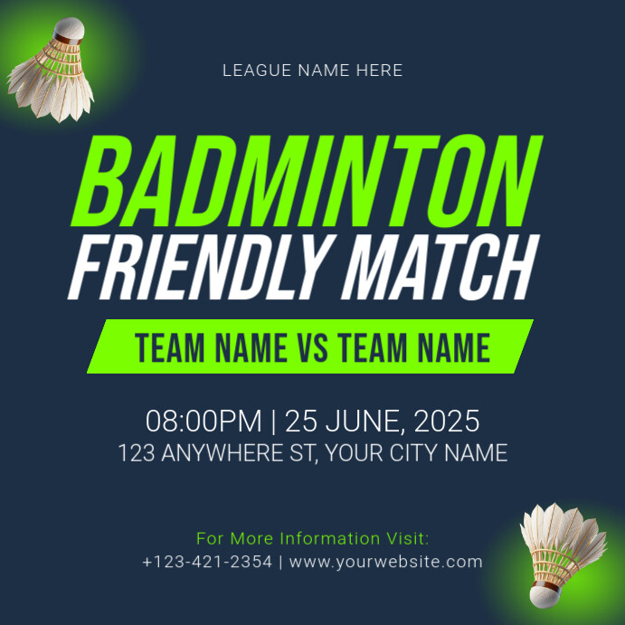 Purple Professional Badminton Instagram Post Template | PosterMyWall