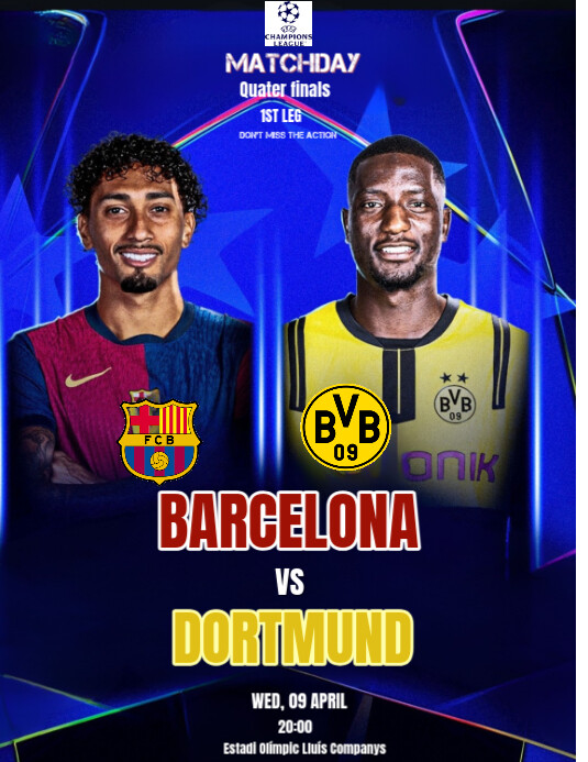 Copy of Purple Professional Barcelona Vs Borussia Dortmund Ucl Matchday Flyer (us Letter ...