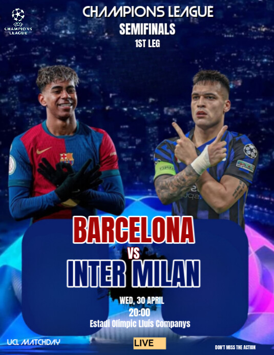 Copy of Purple Professional Barcelona Vs Inter Milan Ucl Semifinals ...