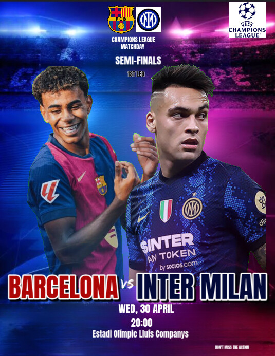 Purple Professional Barcelona Vs Inter Milan Ucl Semifinals Templates ...