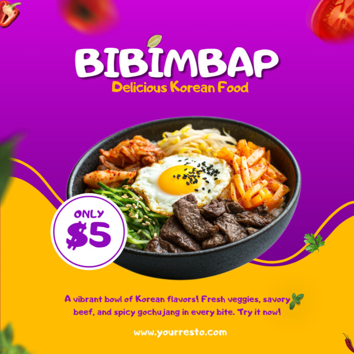 Purple Professional Bibimbap Korean Food Restaurant Social Media ...