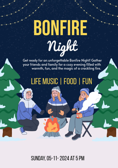 Copy of Purple Professional Bonfire Night Party Invitation Templates A4 ...