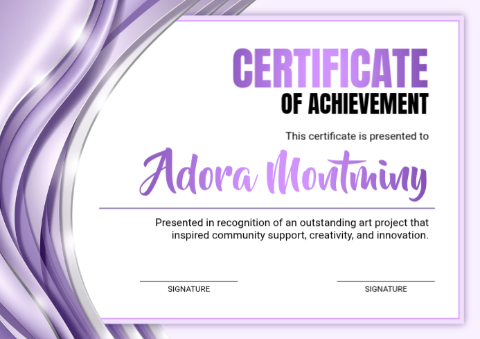 Purple Professional Certificate Of Achievement A4 Template | PosterMyWall