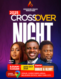 Blue Professional Church Cross Over Service Flyers Flyer (us Letter ...