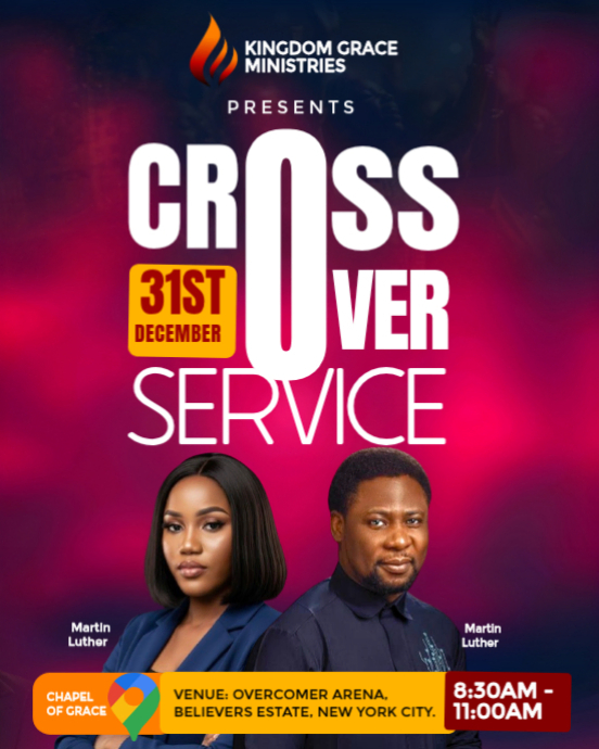 Purple Professional Church Cross Over Service Flyers Instagram Portrait ...