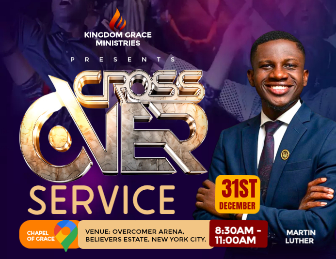 Copy of Purple Professional Church Cross Over Service Flyer (us Letter ...