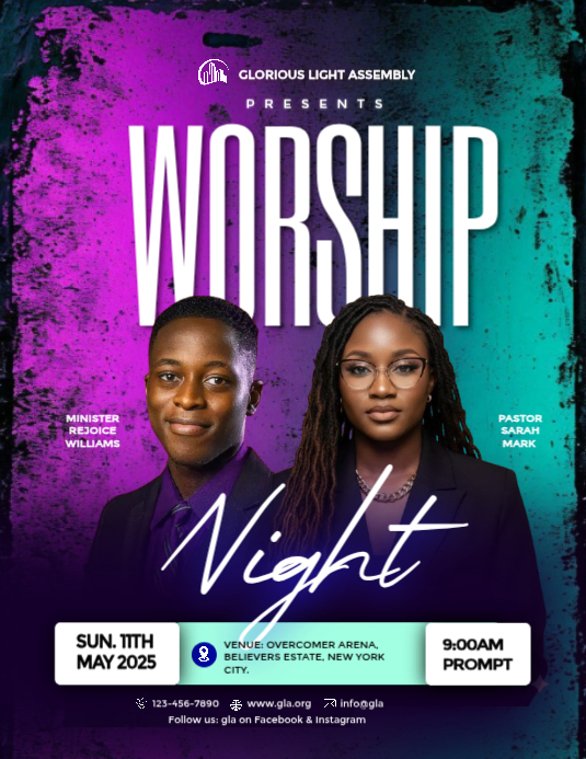 Modèle Purple Professional Church Flyer (us Letter) | PosterMyWall