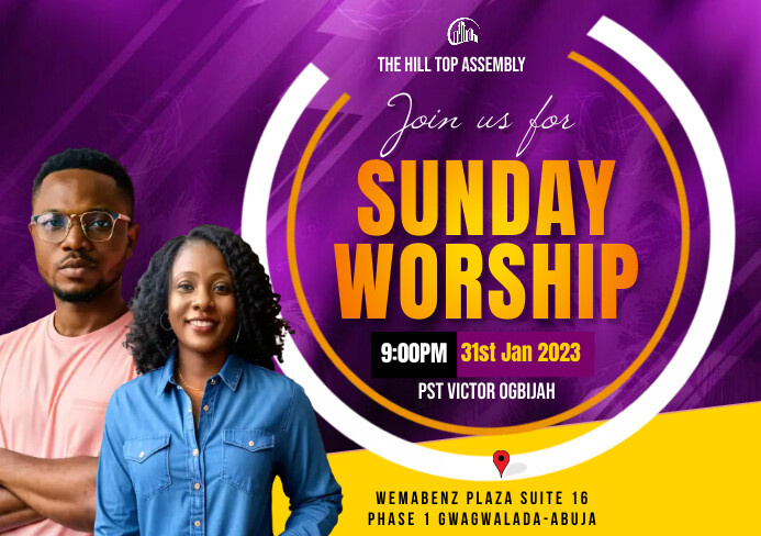 Purple Professional Church Flyer A5 Template | PosterMyWall