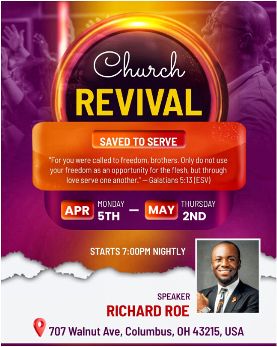 Purple Professional Church Revival Flyers Instagram Portrait Template ...