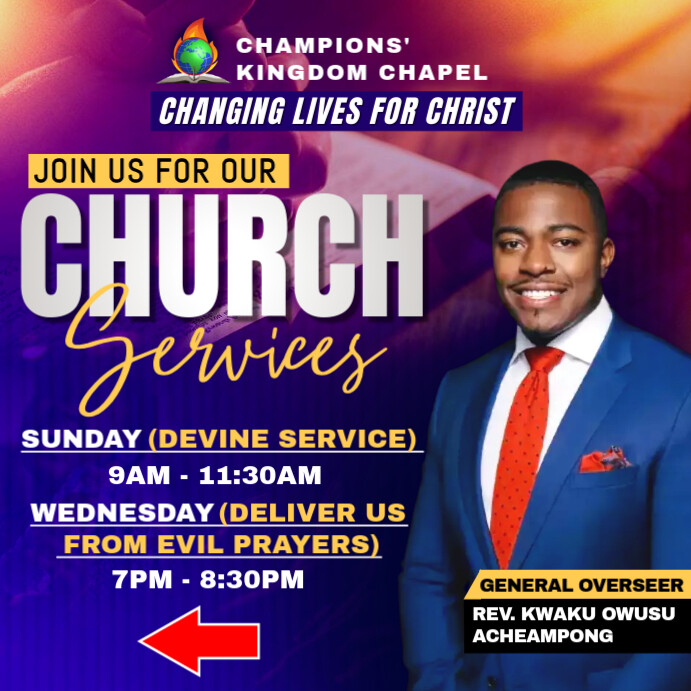 Purple Professional Church Service Flyer Square (1:1) Template ...