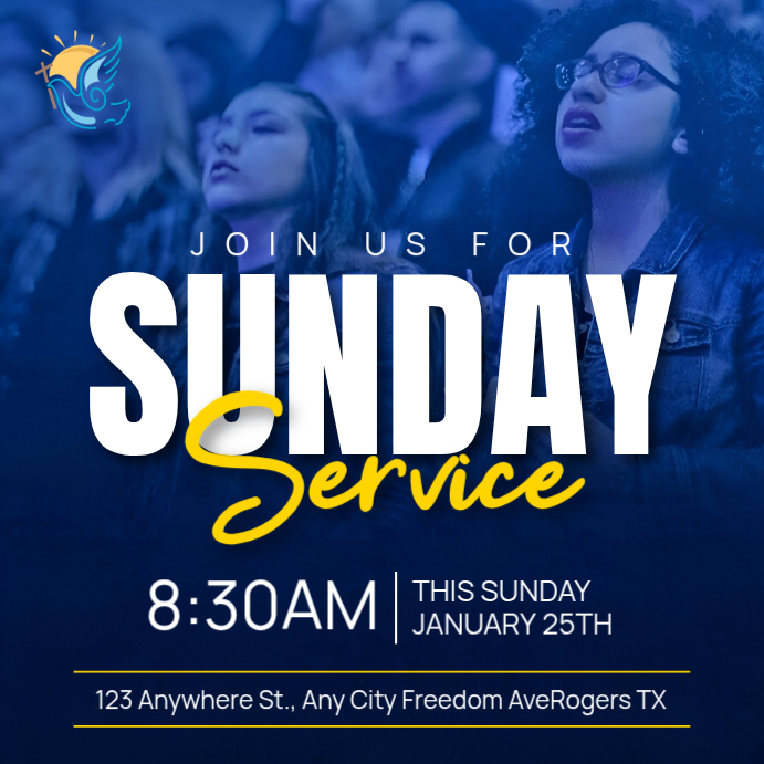 Purple Professional Church Service Instagram Post Template | PosterMyWall