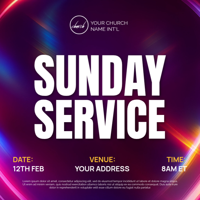 Purple Professional Church Service Instagram Post Template | PosterMyWall