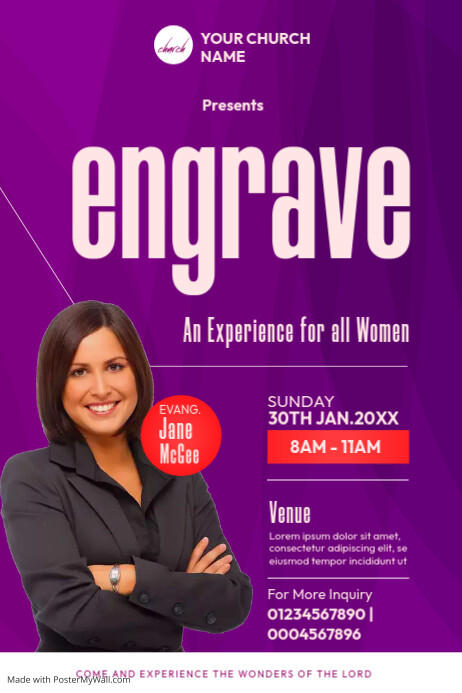 Purple Professional Church Service Poster Template | PosterMyWall