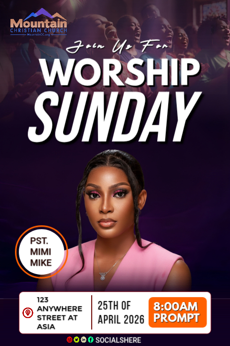 Purple Professional Church Service Poster Template | PosterMyWall