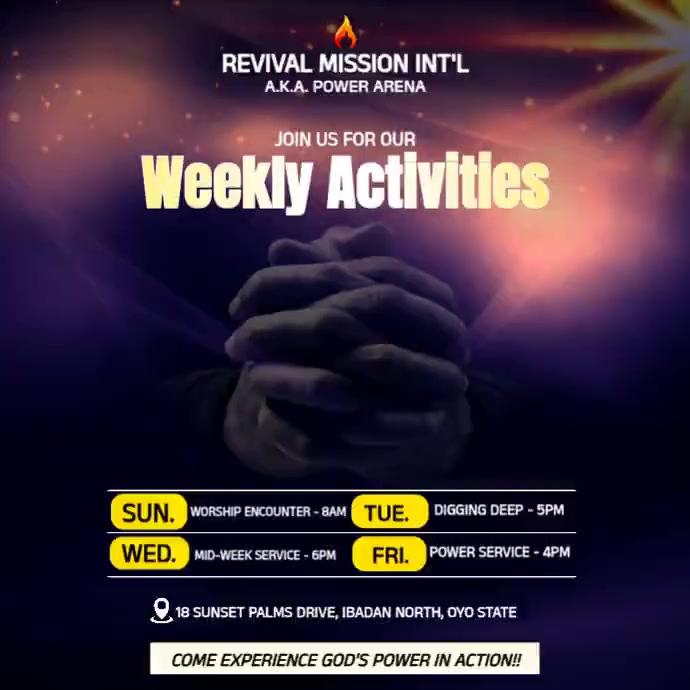 Purple Professional Church Weekly Activities Instagram Post Video ...