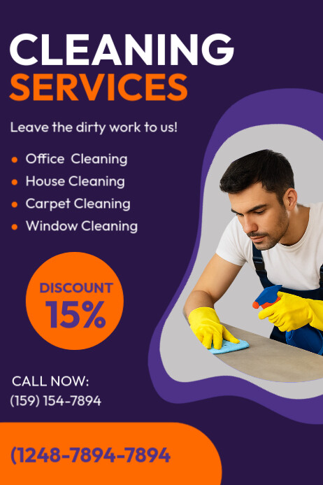 Purple Professional Cleaning Service Poster Template | PosterMyWall