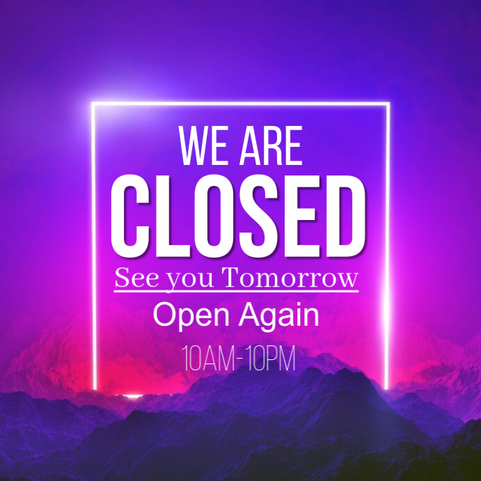 Purple Professional Closed Announcement Flyers Template Instagram Post ...