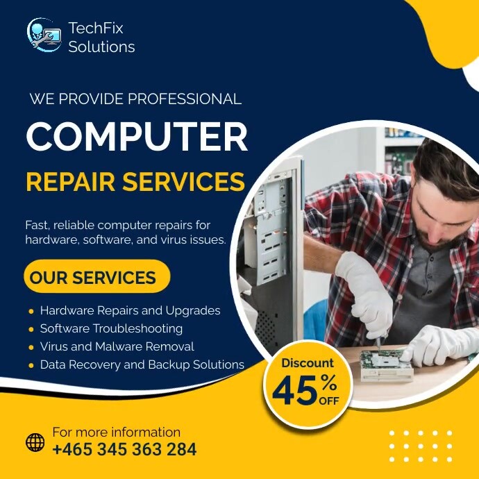 Copy of Purple Professional Computer Repair Square (1 | PosterMyWall