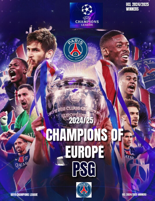 Modèle Purple Professional Congratulations Psg/champions Of Europe ...