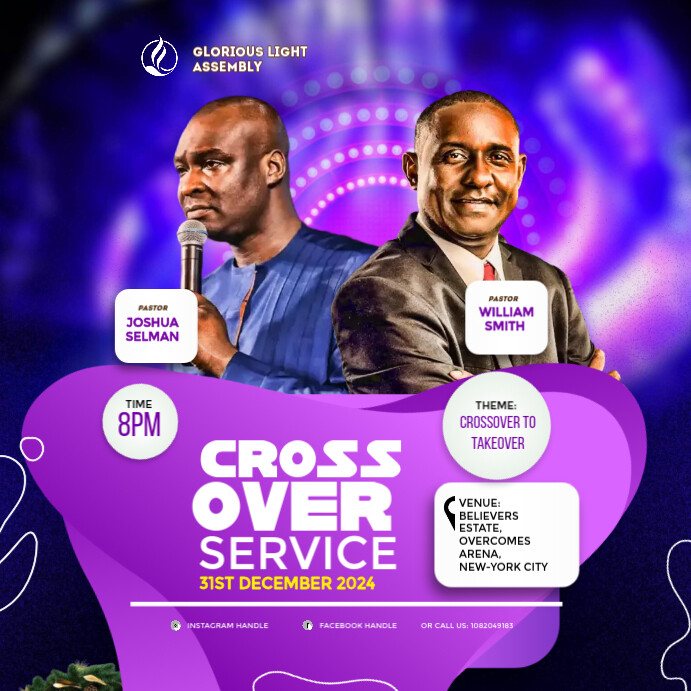 Purple Professional Crossover Church Flyer/ Crossover Design, Christmas ...
