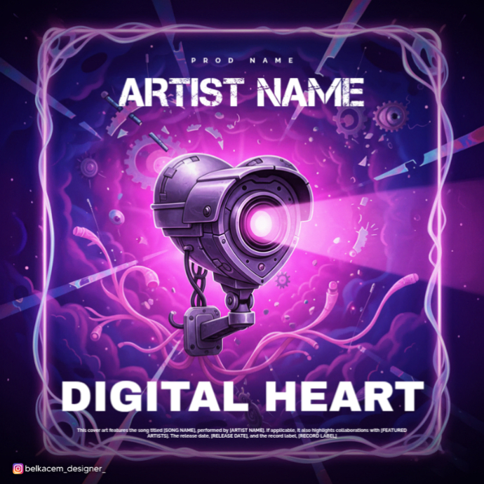 Purple Professional Digital Heart Album Cover Template | PosterMyWall
