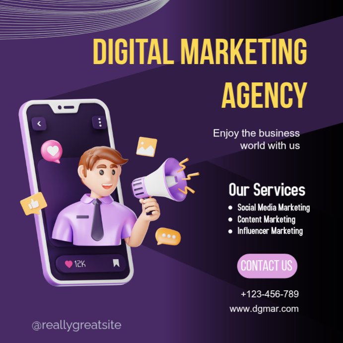 Purple Professional Digital Marketing Agency Instagram Post Template ...
