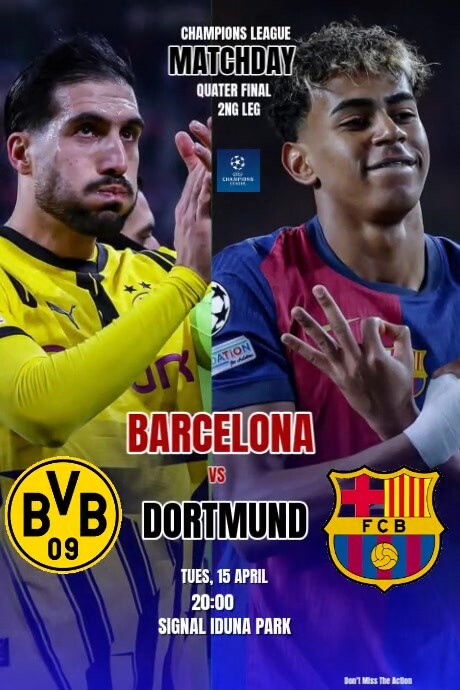Purple Professional Dortmund Vs Barcelona Quater-finals Templates ...
