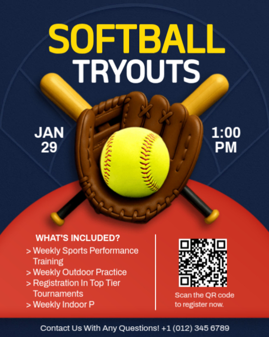 Copy of Purple Professional Dynamic Softball Tryouts Event Flyer ...