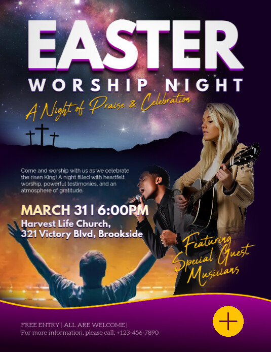 Copy of Purple Professional Easter Concert & Worship Night Flyer (us ...