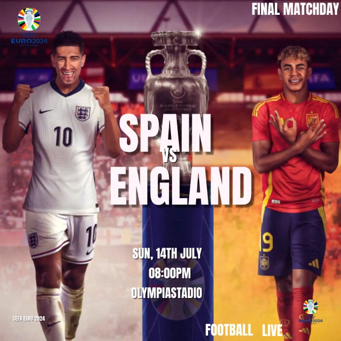Purple Professional Euro 2024 Final Spain Vs Template | PosterMyWall