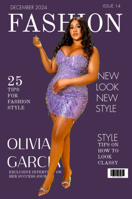 Purple Professional Fashion Magazine Cover Poster Template | PosterMyWall