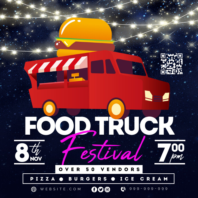 Purple Professional Food Truck Festival Insta Template | PosterMyWall