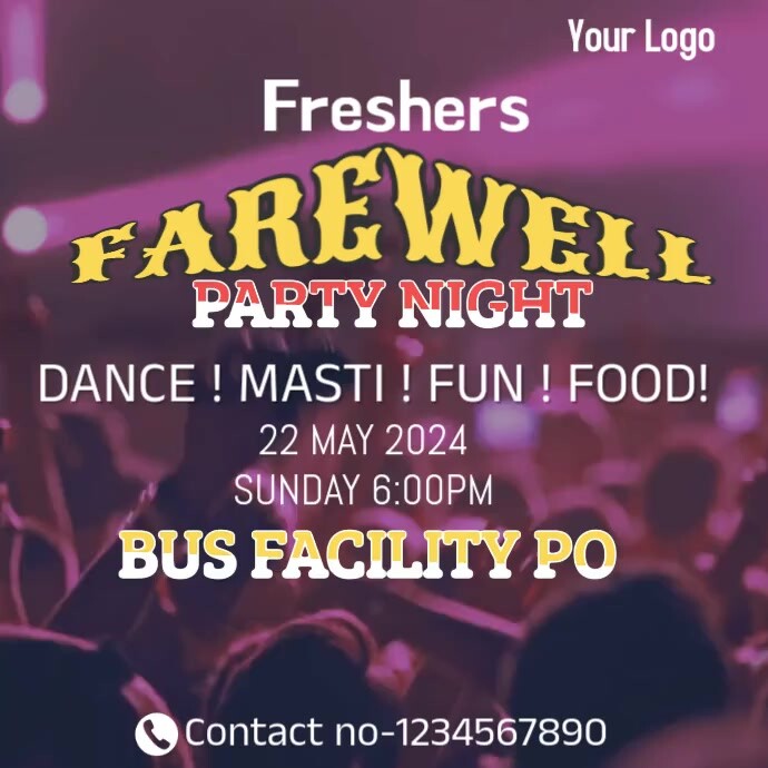 Purple Professional Freshers Party Night Instagram Post Template ...