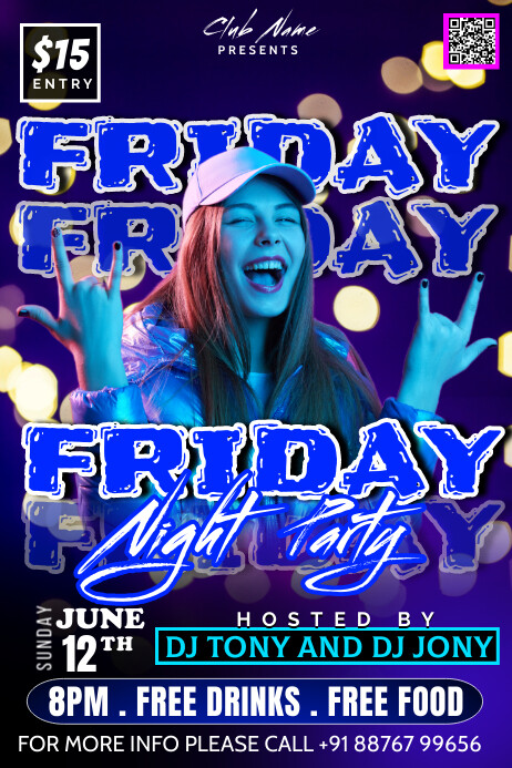 Purple Professional Friday Night Party Poster Template | PosterMyWall