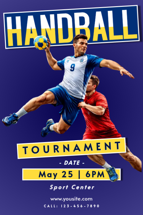 Purple Professional Handball Tournament Poster Template | PosterMyWall