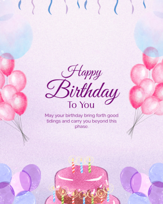 Purple Professional Happy Birthday Cards 2026 Instagram Portrait ...