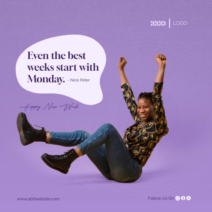 Purple Professional Happy New Week Instagram Template | PosterMyWall