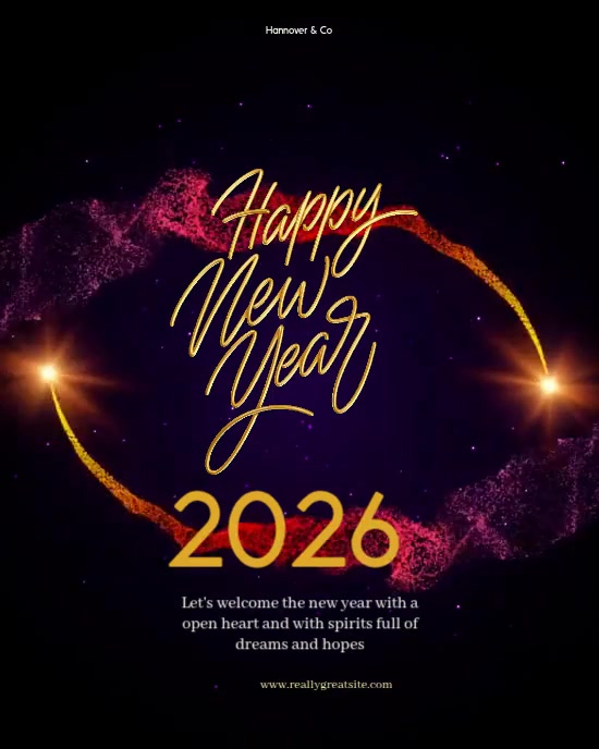 Purple Professional Happy New Year 2026 Animation Instagram Portrait ...