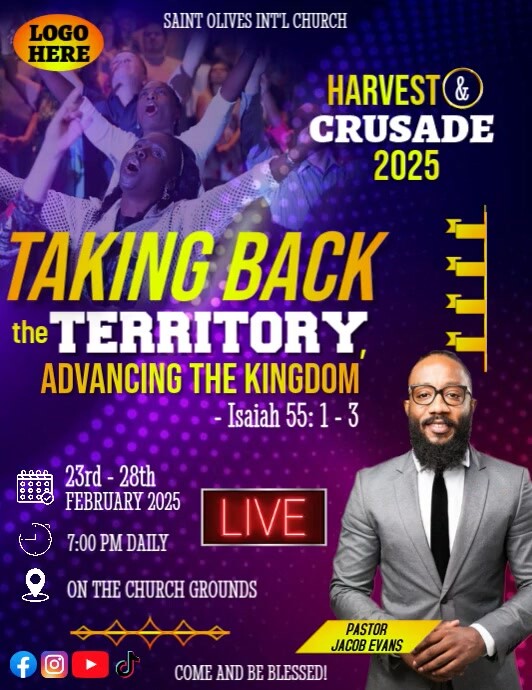 Copy of Purple Professional Harvest Service And Crusade Flyer (us ...