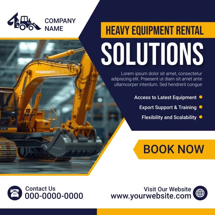 Purple Professional Heavy Equipment Rental In Template | PosterMyWall