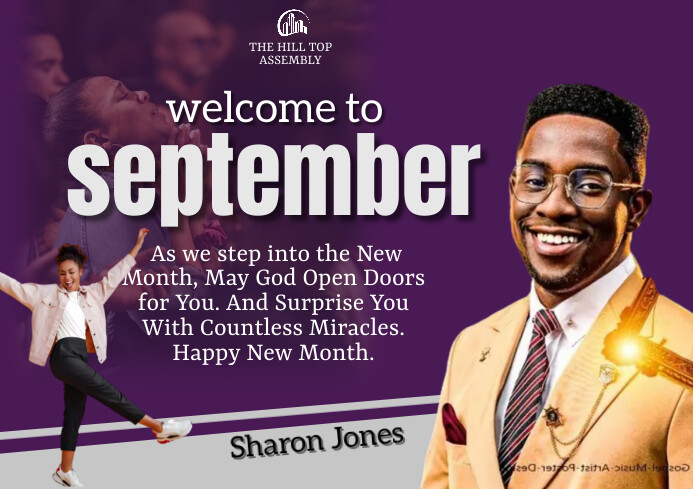Copy of Purple Professional Hello September A4 | PosterMyWall