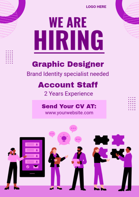 Purple Professional Hiring A4 Template | PosterMyWall