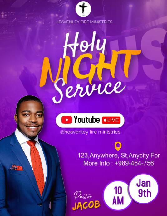 Copy of Purple Professional Holy Night Service Flyer (us Letter ...