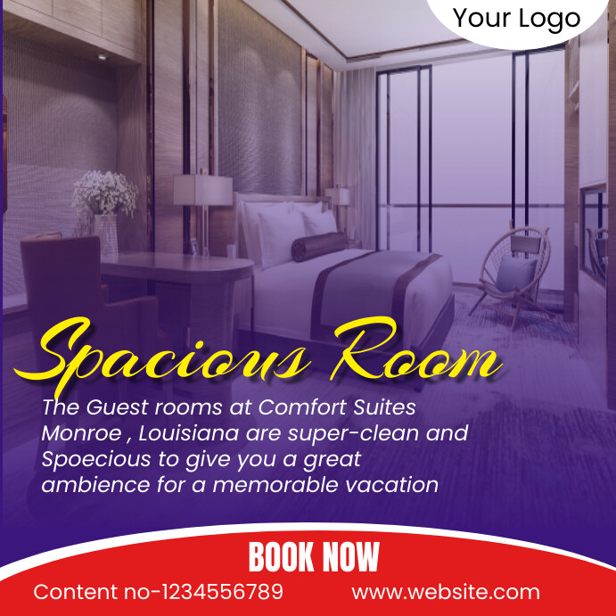 Purple Professional Hotel Instagram Post Template | PosterMyWall
