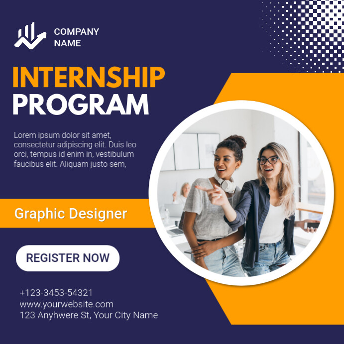 Purple Professional Internship Program Instagram Post Template | PosterMyWall