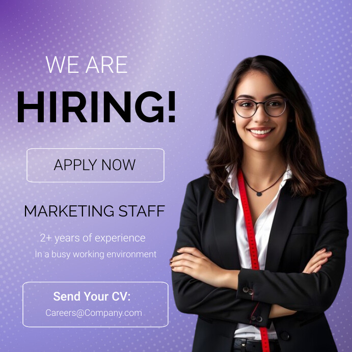 Purple Professional Job Vacancy Ad Instagram Template | PosterMyWall