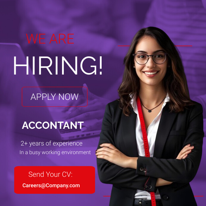 Copy of Purple Professional Job Vacancy Ad Instagram | PosterMyWall