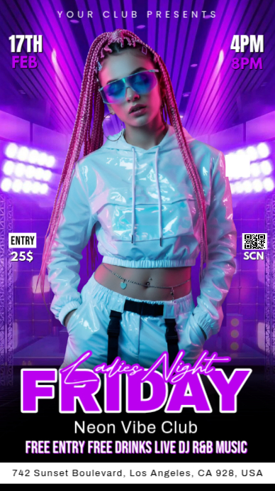 Purple Professional Ladies Night Club Party Instagram Story Template ...