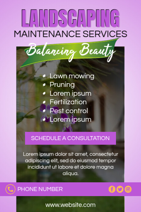 Purple Professional Landscaping Poster Template | PosterMyWall